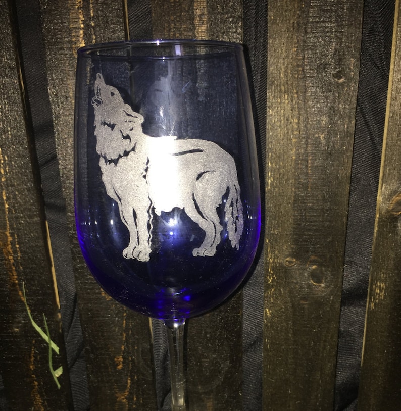 Howling Wolf stemmed wine glass howling wolf wolf glass | Etsy