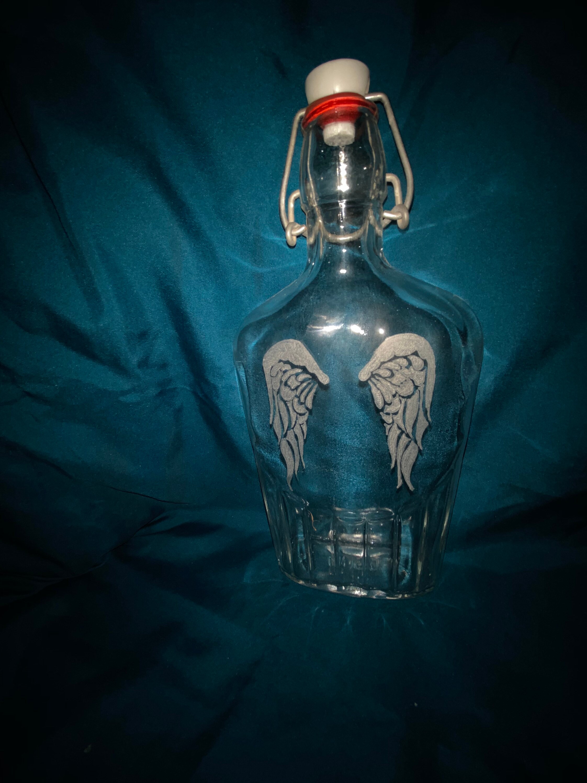 Angel Wings Hand Etched Flask, Decanter, Jar, Flask, Angel, Wings ...