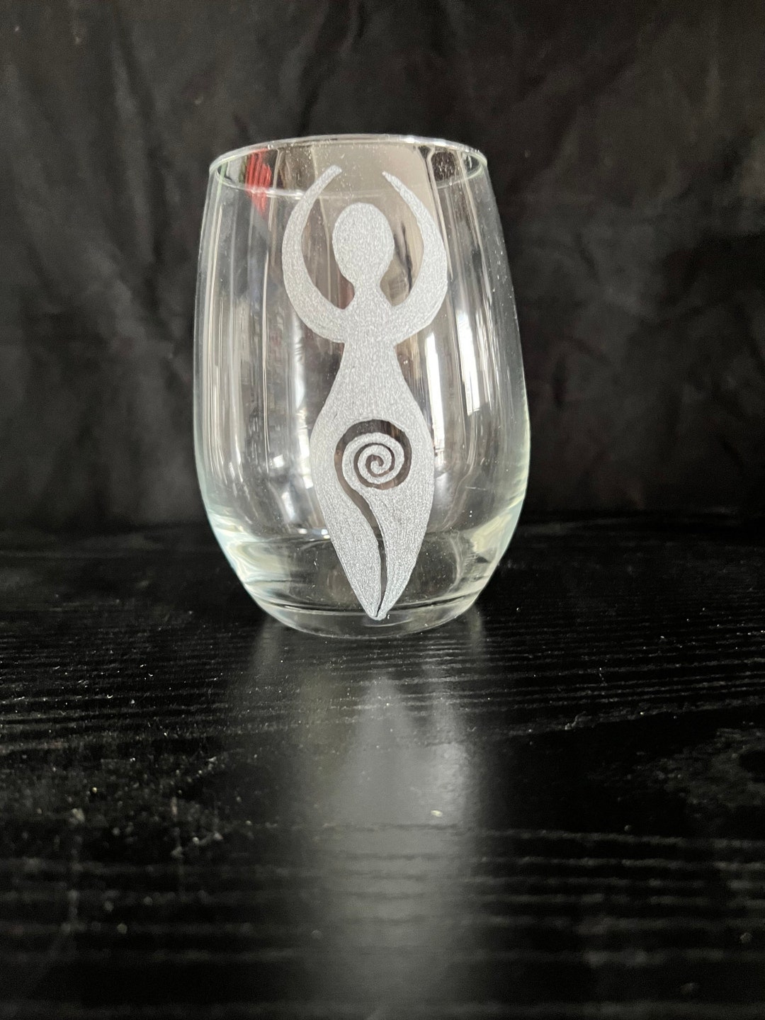 Spiral Goddess Etched Stemless Wine Glass. Choose Your Own Color and ...