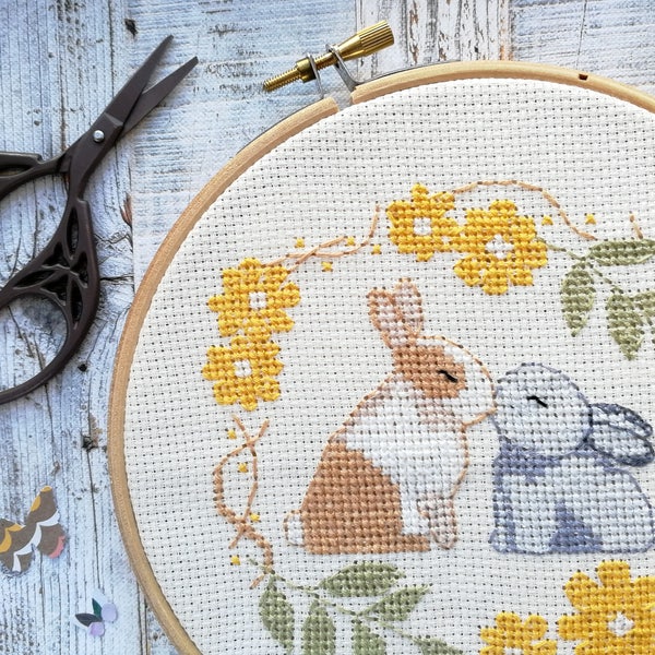 Rabbit Cross Stitch - Etsy