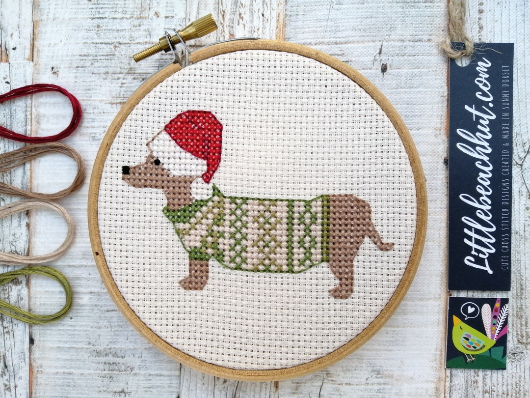 Sausage Dog Cross Stitch Kits, Dachshund Cross Stitch, Christmas ...