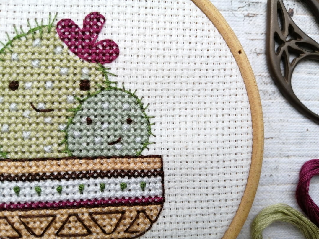 Cacti Cross Stitch Pattern, Cute Cactus Embroidery, Cross Stitch Guide ...