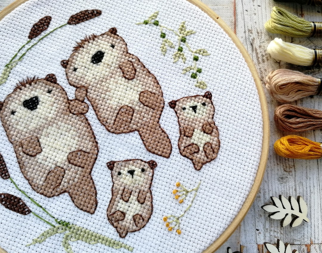 Otter Cross Stitch Pattern, Family Gifts, Cute Cross Stitch, Otter Gift ...