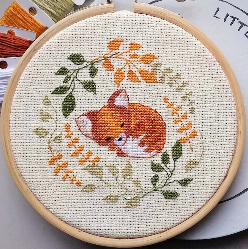 Fox Cross Stitch Pattern, Embroidery Fox, Autumn Cross Stitch Design ...