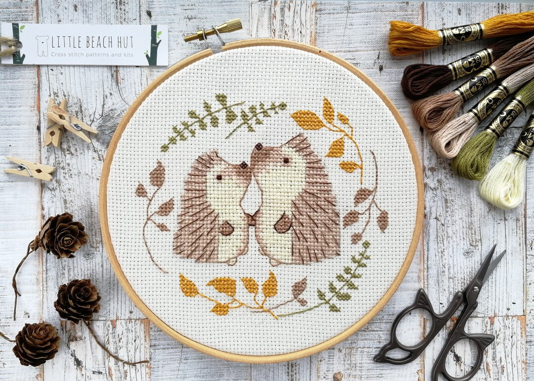 Cross Stitch Kit Hedgehogs, Embroidery Pattern, Cross Stitch Pattern ...