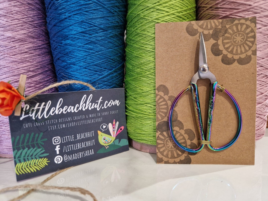 Gorgeous Green and Blue Sewing Scissors, Retro Embroidery Scissors ...