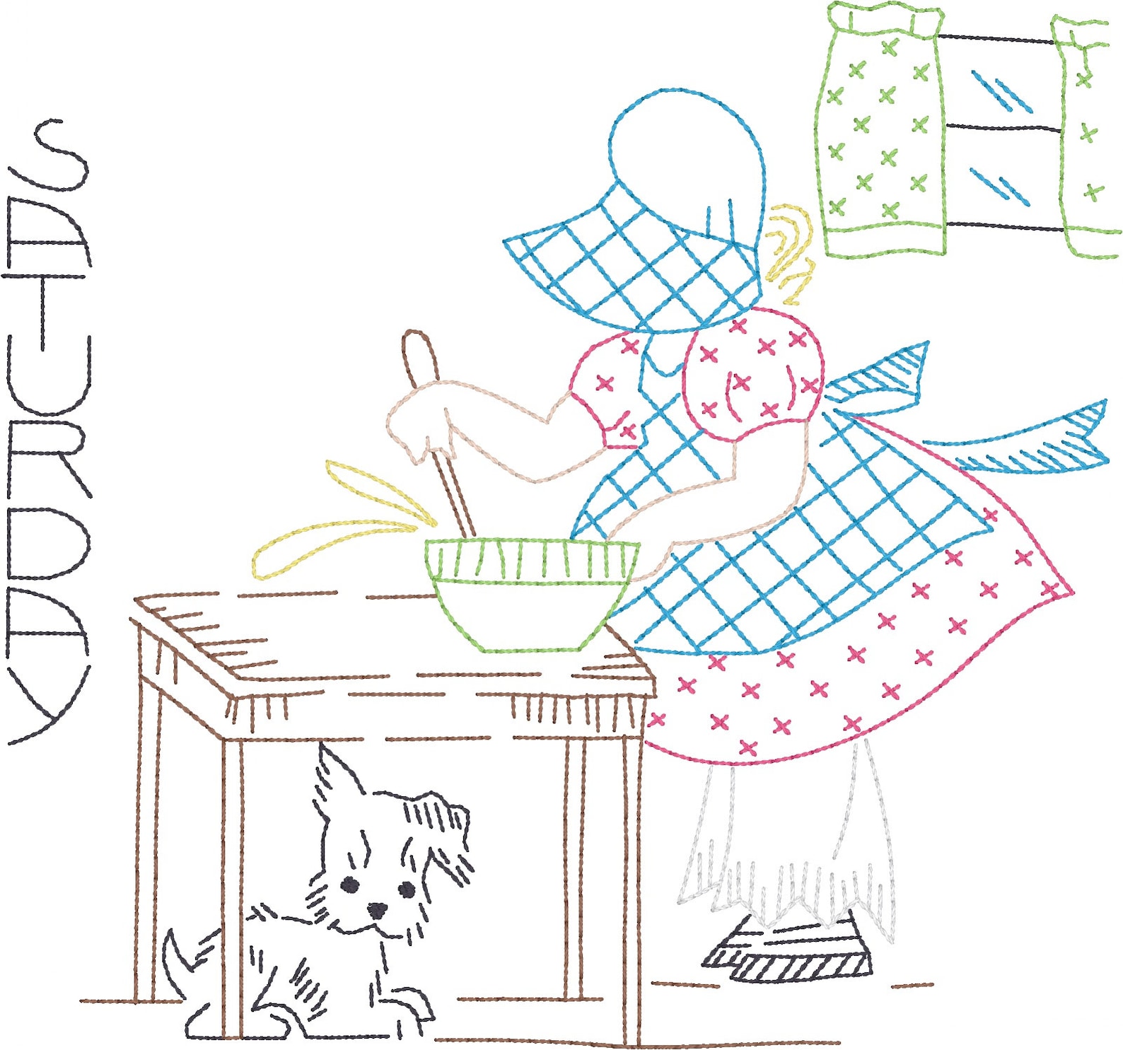 Vintage Little Susan Days of the Week Bundle Embroidery Design for ...