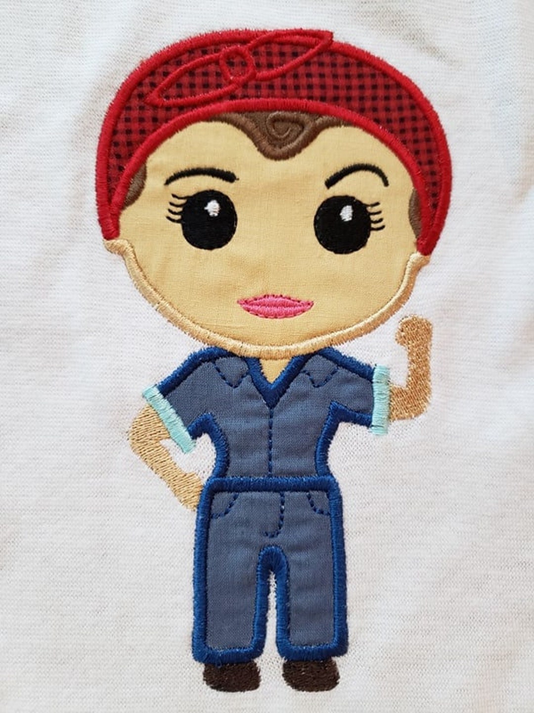 Rosie the Riveter Applique Embroidery Design File for Use With an ...
