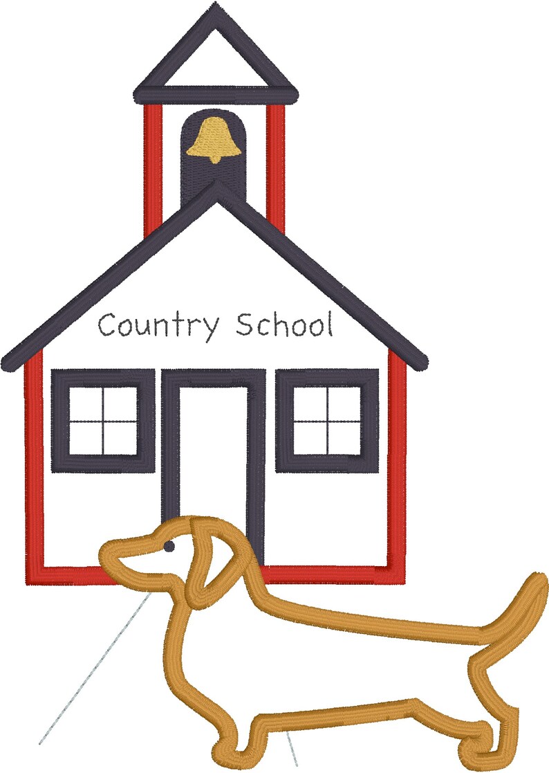 September Doxie Dachshund Back to school appliqué design | Etsy