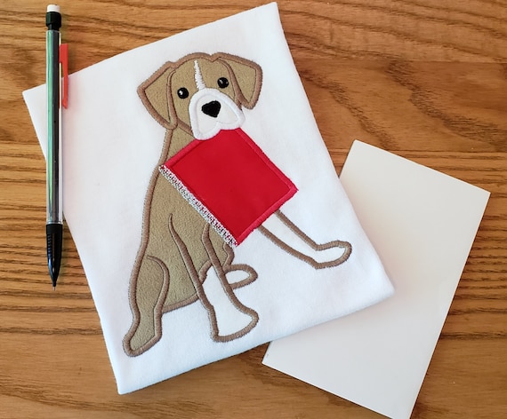 Boxer Dog With Notebook Back to School Applique Embroidery | Etsy