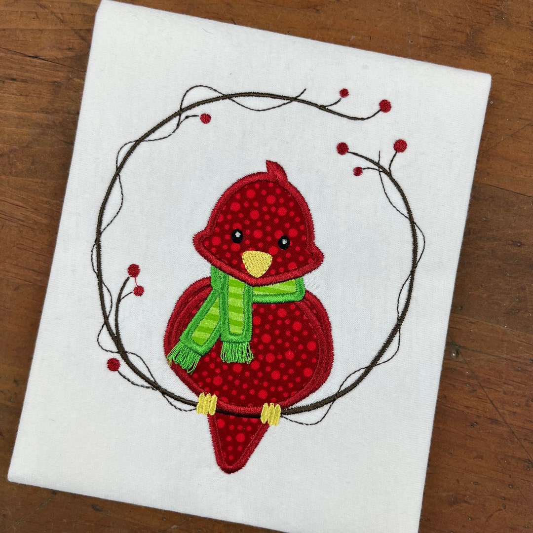 Cardinal Wreath Christmas Appliqué Embroidery Design Download for ...