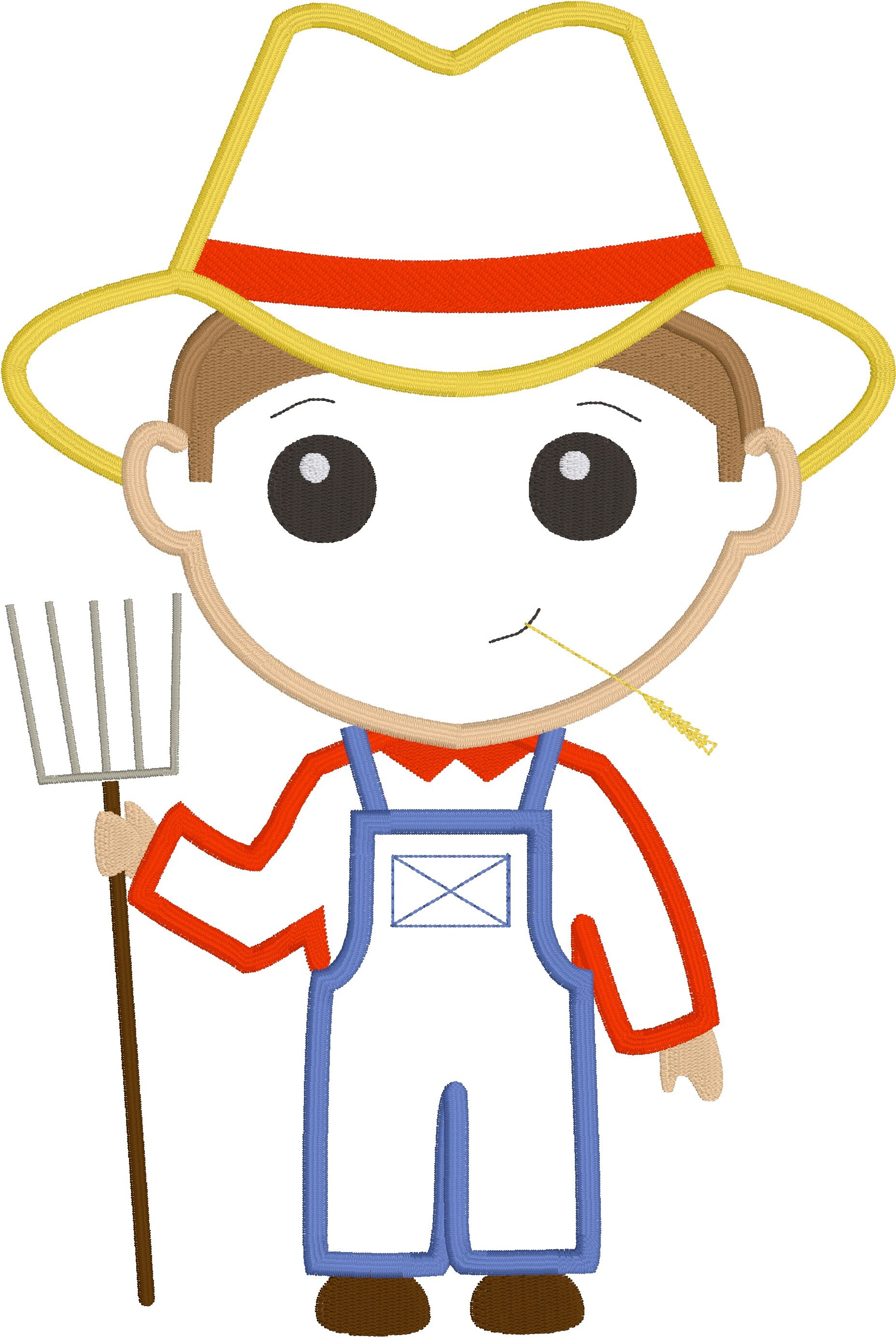 Farmer Farm Boy Applique Embroidery Design File for Use With | Etsy