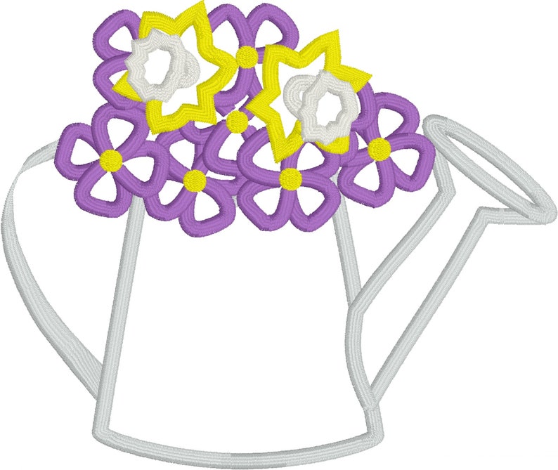 Watering Can Flower Bouquet Applique Embroidery Design File | Etsy