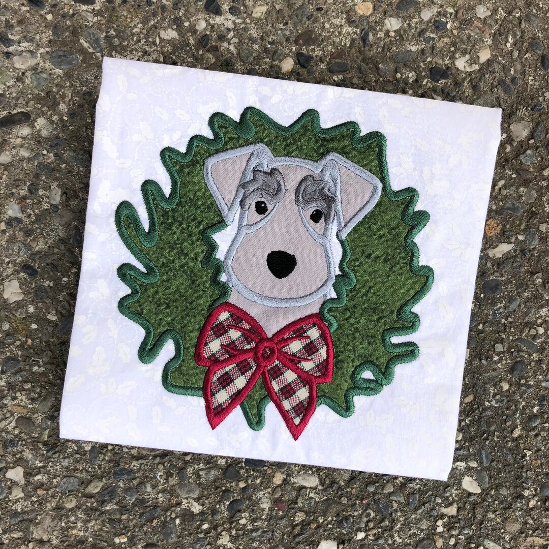 Schnauzer Wreath Christmas Appliqué Embroidery Design Download for ...