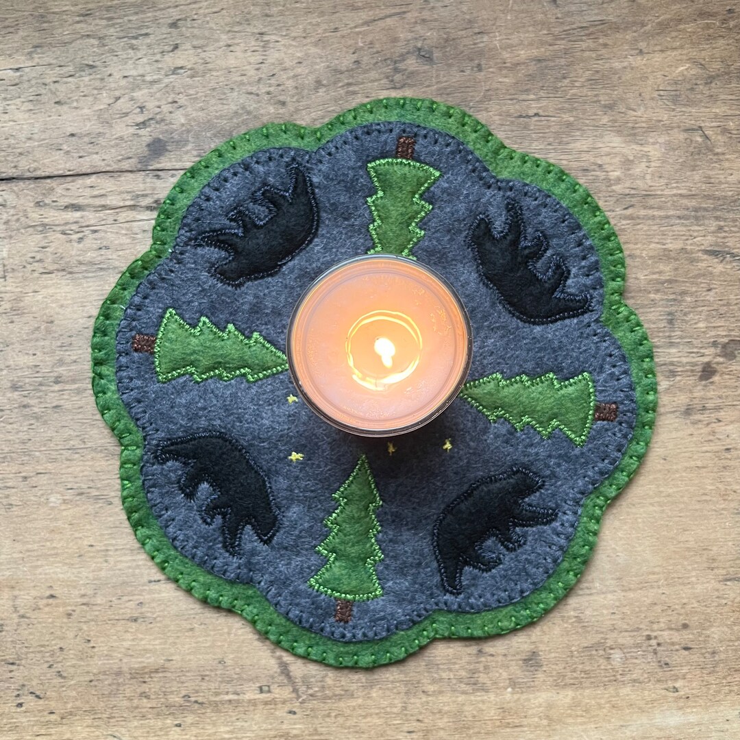ITH Bear Candle Mat Embroidery Design File for Use With an Embroidery ...