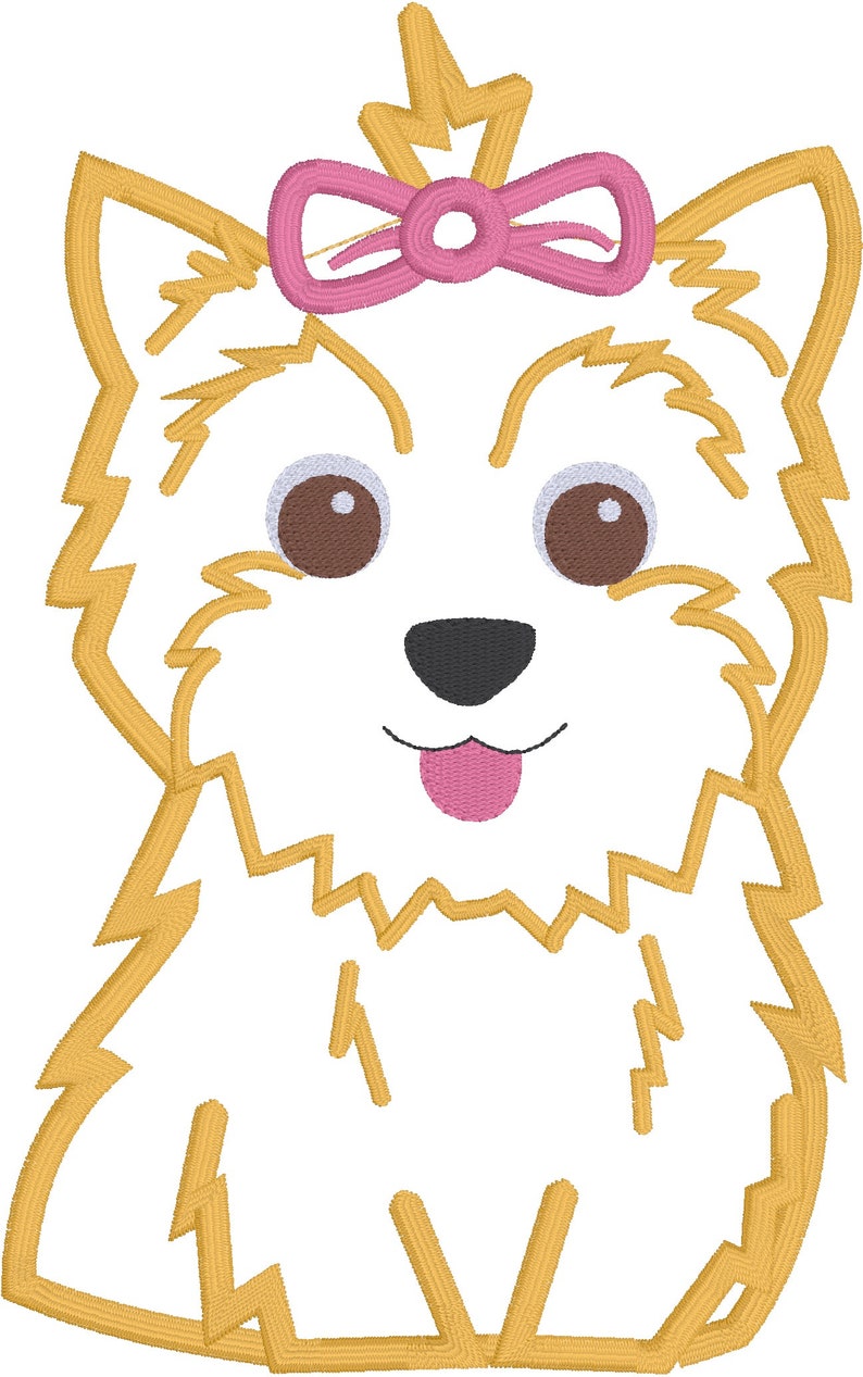 Yorkie Applique Embroidery Design Download for Embroidery - Etsy