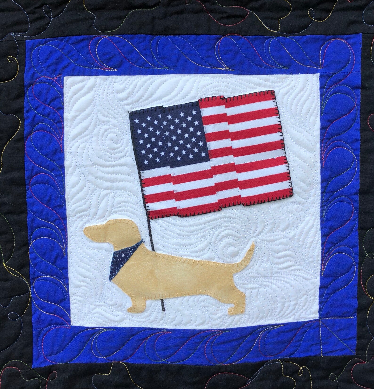 Dachshund Quilt Sewing Pattern, Raw Edge Applique, Full Size (PDF ...
