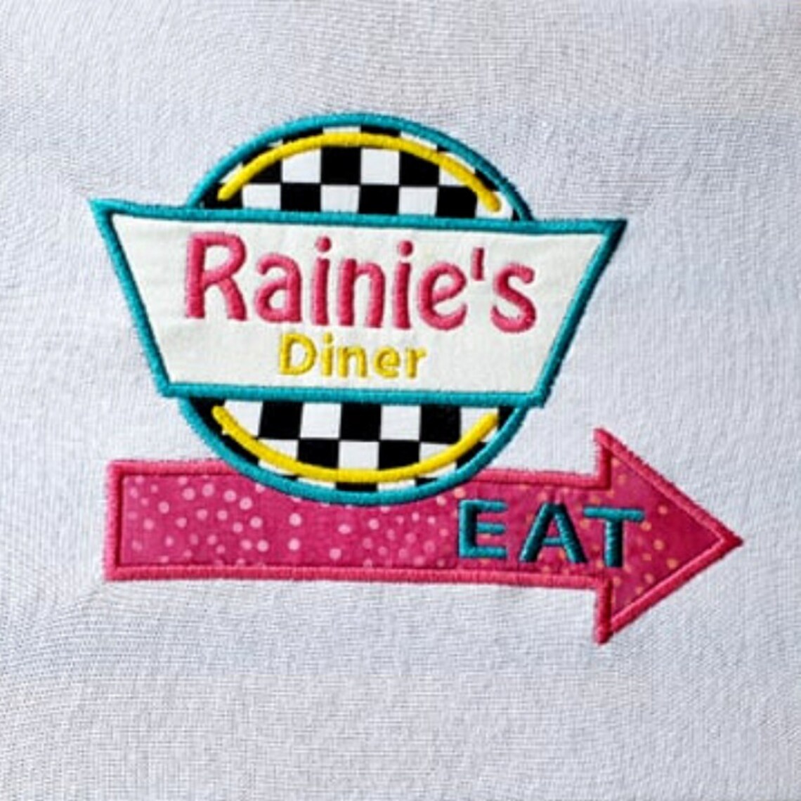 Customizable 1950's Diner Sign Applique Embroidery Design | Etsy