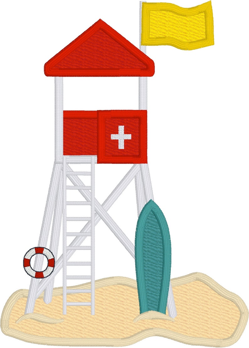 Lifeguard Beach Tower Summer Appliqué Design Download for Embroidery ...