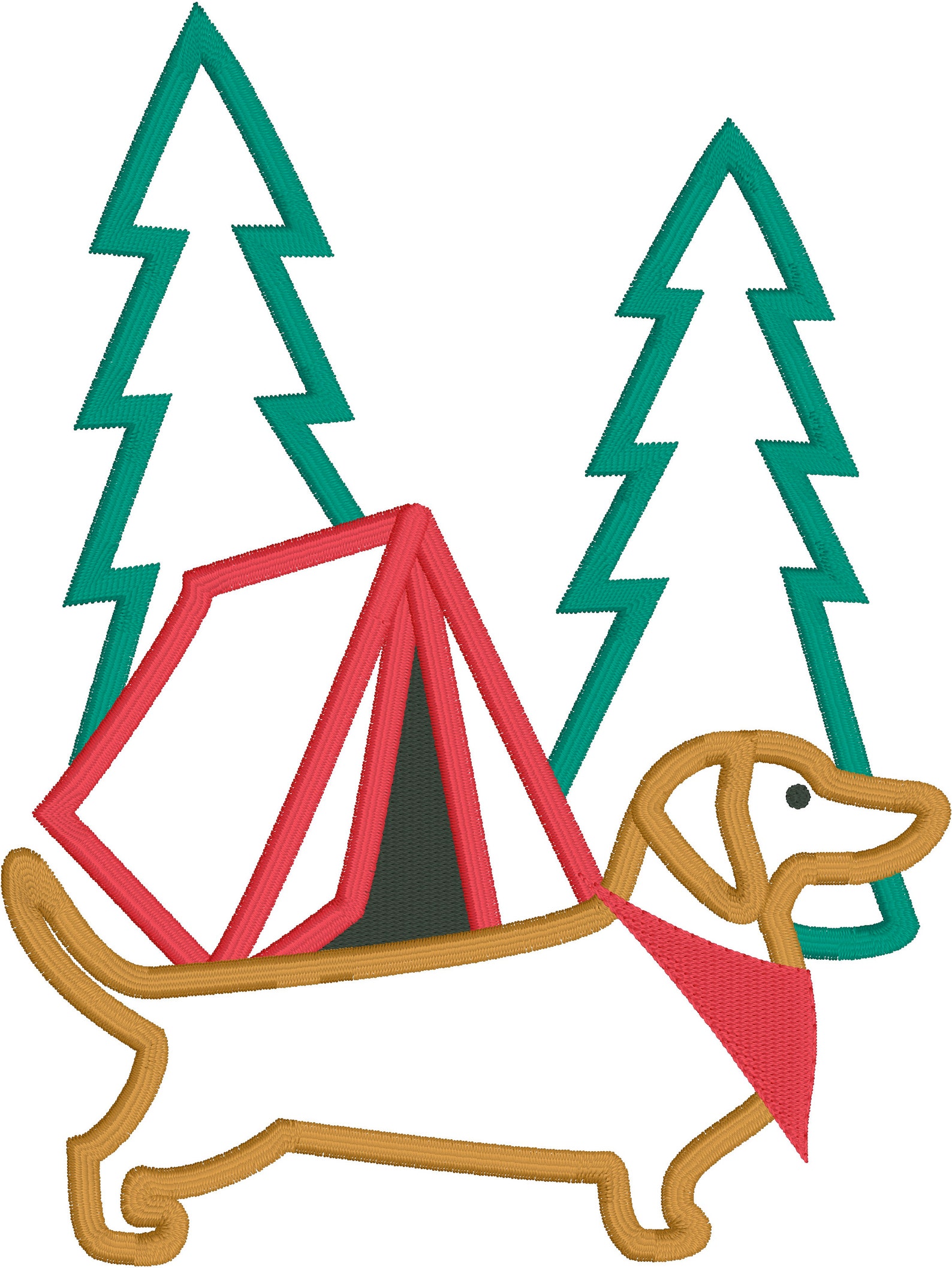 Dachshund Camping Applique Design, Weiner Dog Embroidery (download) - Etsy