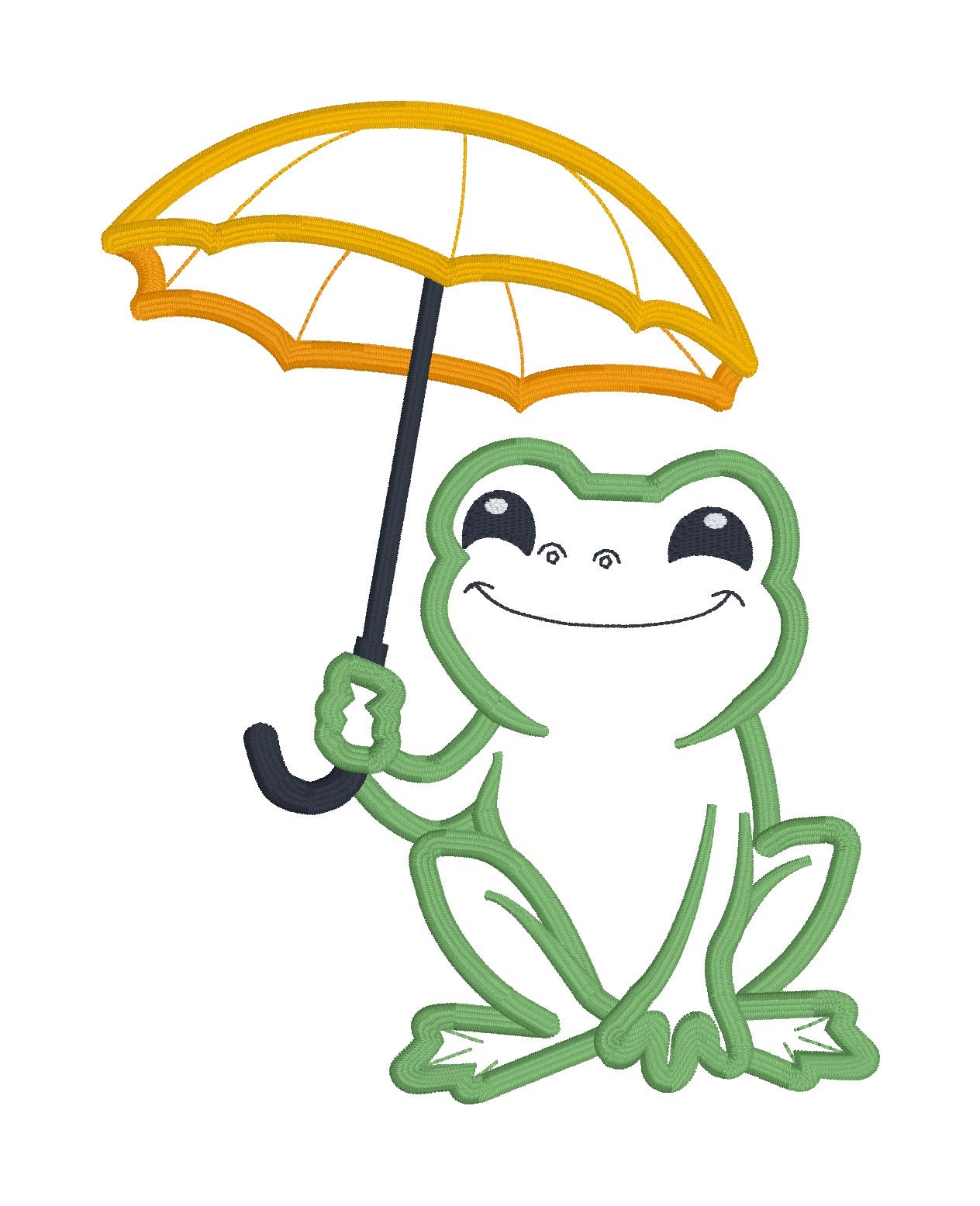 Frog With Umbrella Applique Embroidery Design for Use With an ...