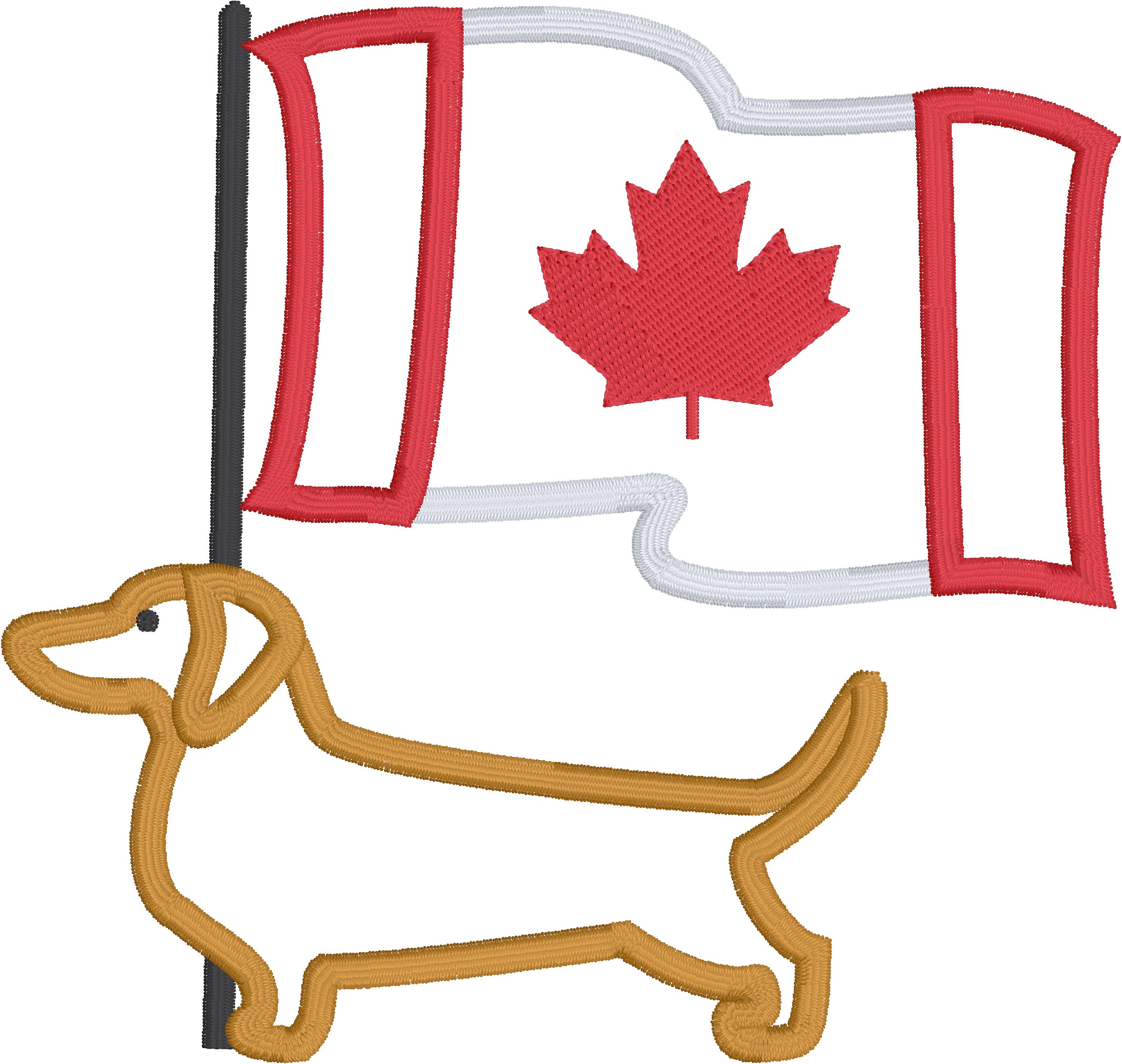 Summer Dachshund and Flag Applique Embroidery Design for Embroidery ...