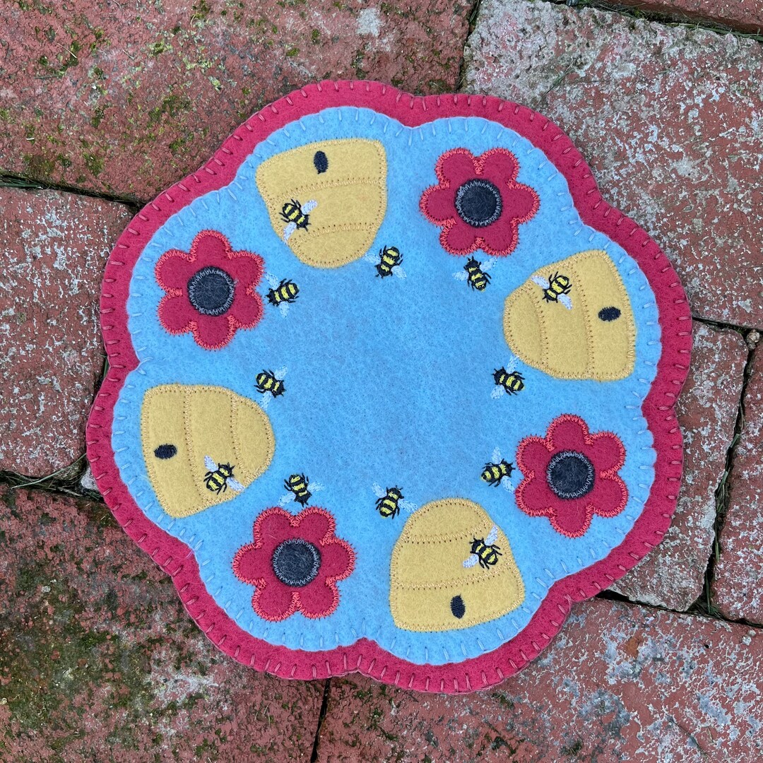ITH Beehive Candle Mat Embroidery Design File for Use With an ...