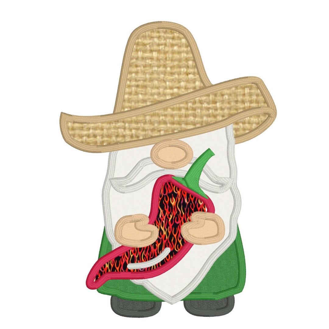 Cinco De Mayo Hispanic Gnome Applique Embroidery Design File for Use ...