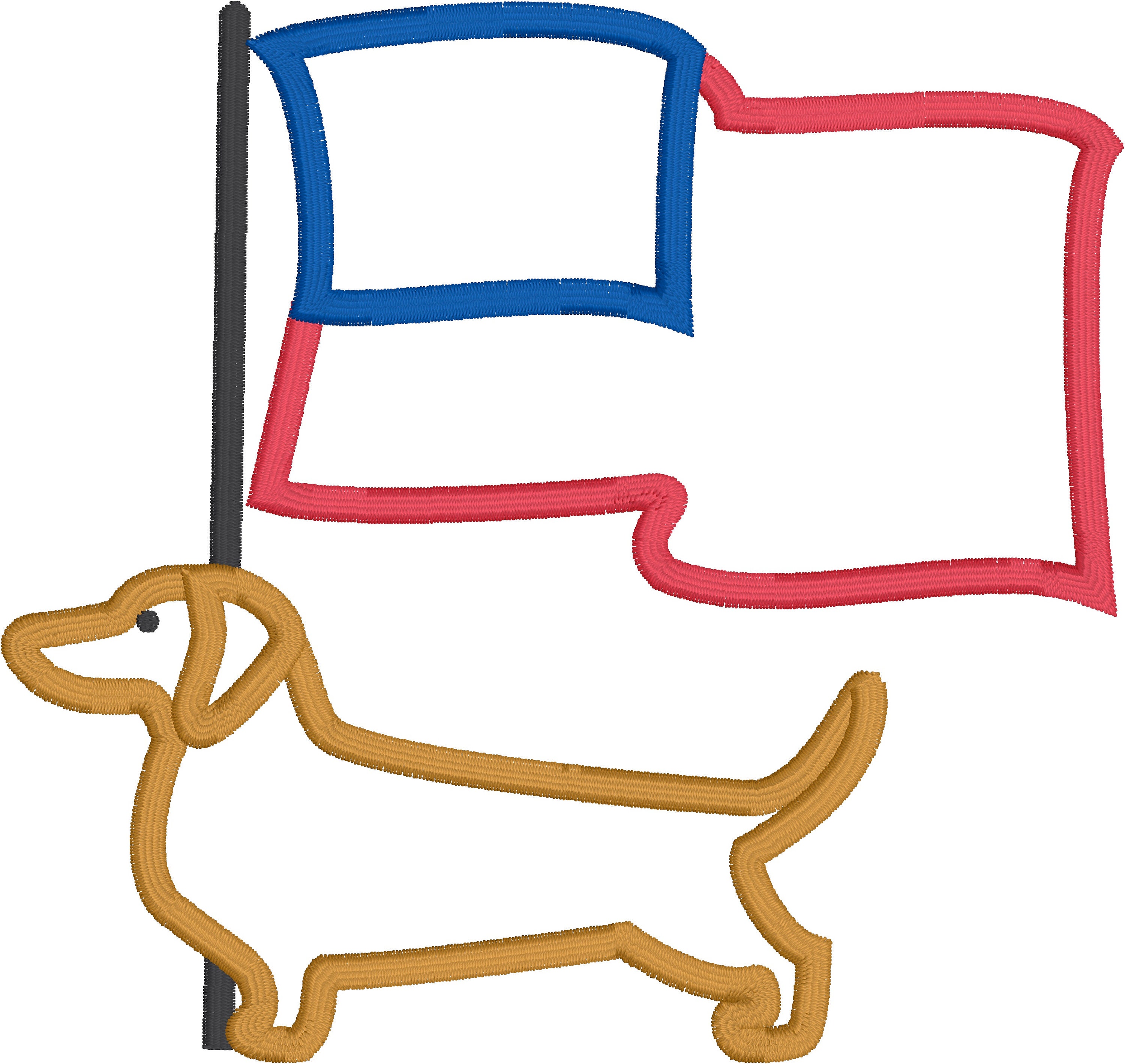 Summer Dachshund and Flag Applique Embroidery Design for Embroidery ...