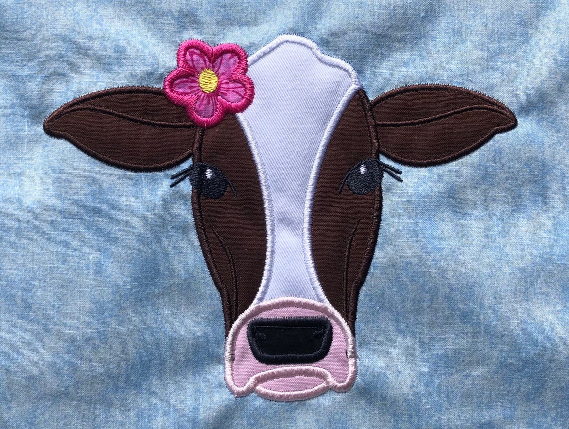 Cow Appliqué Embroidery Design Download for Embroidery | Etsy