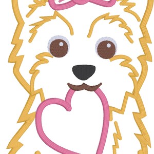 Yorkie Valentine Applique Embroidery Design Download for Embroidery ...