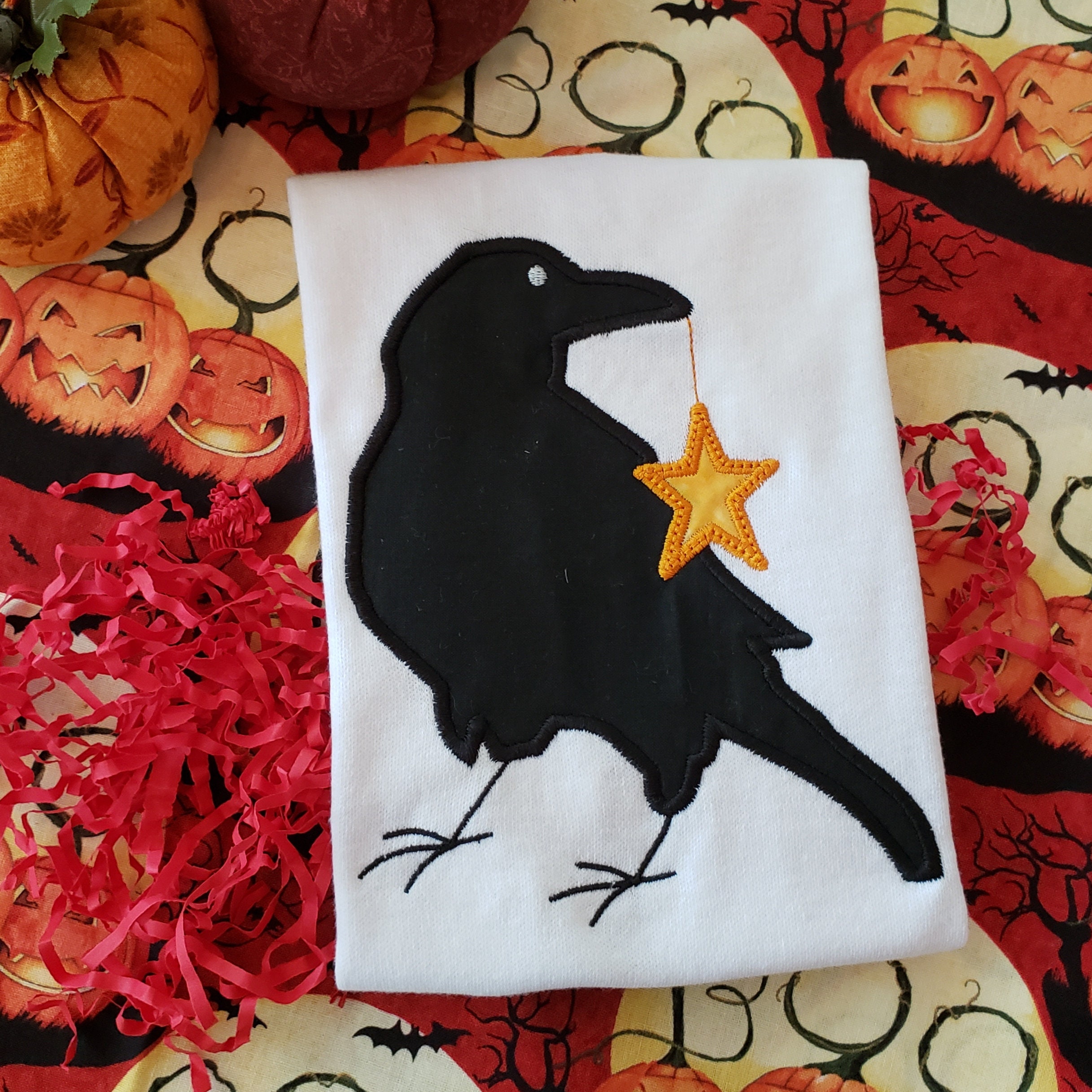 Raven Primitive Halloween Applique Embroidery Design Download for ...