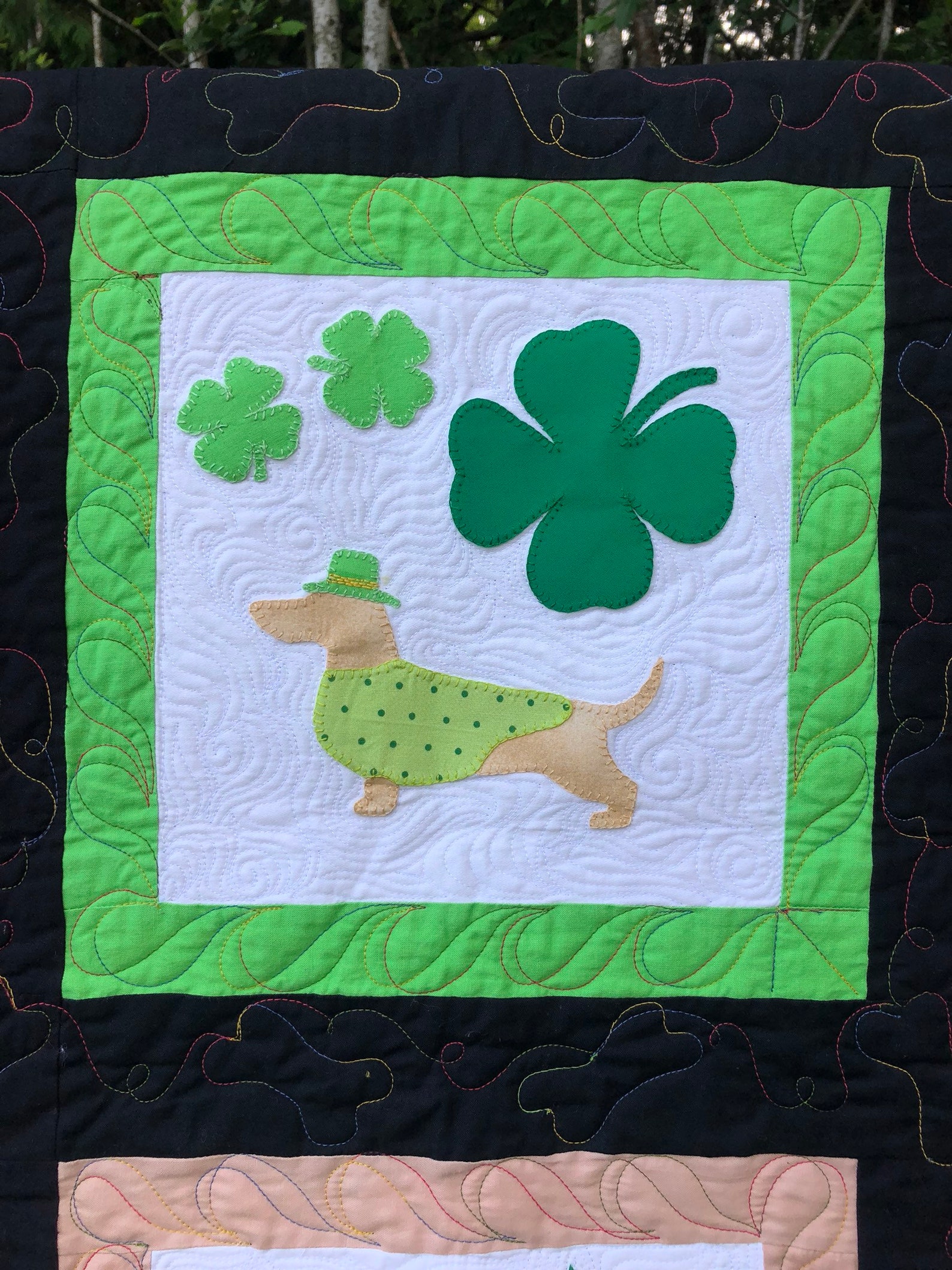 Dachshund Quilt Sewing Pattern, Raw Edge Applique, Full Size (PDF ...