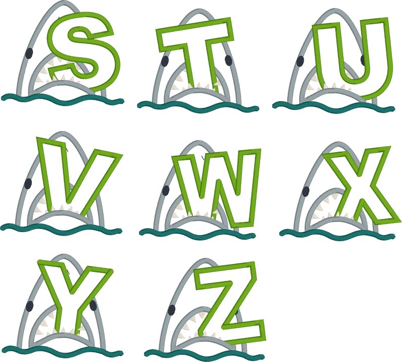 Shark Alphabet Applique Embroidery Design for Use With | Etsy