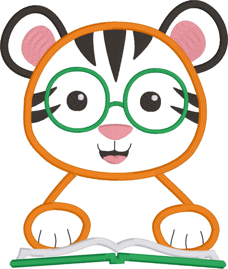 Tiger Student Mascot Back to School Applique Embroidery Design - Etsy