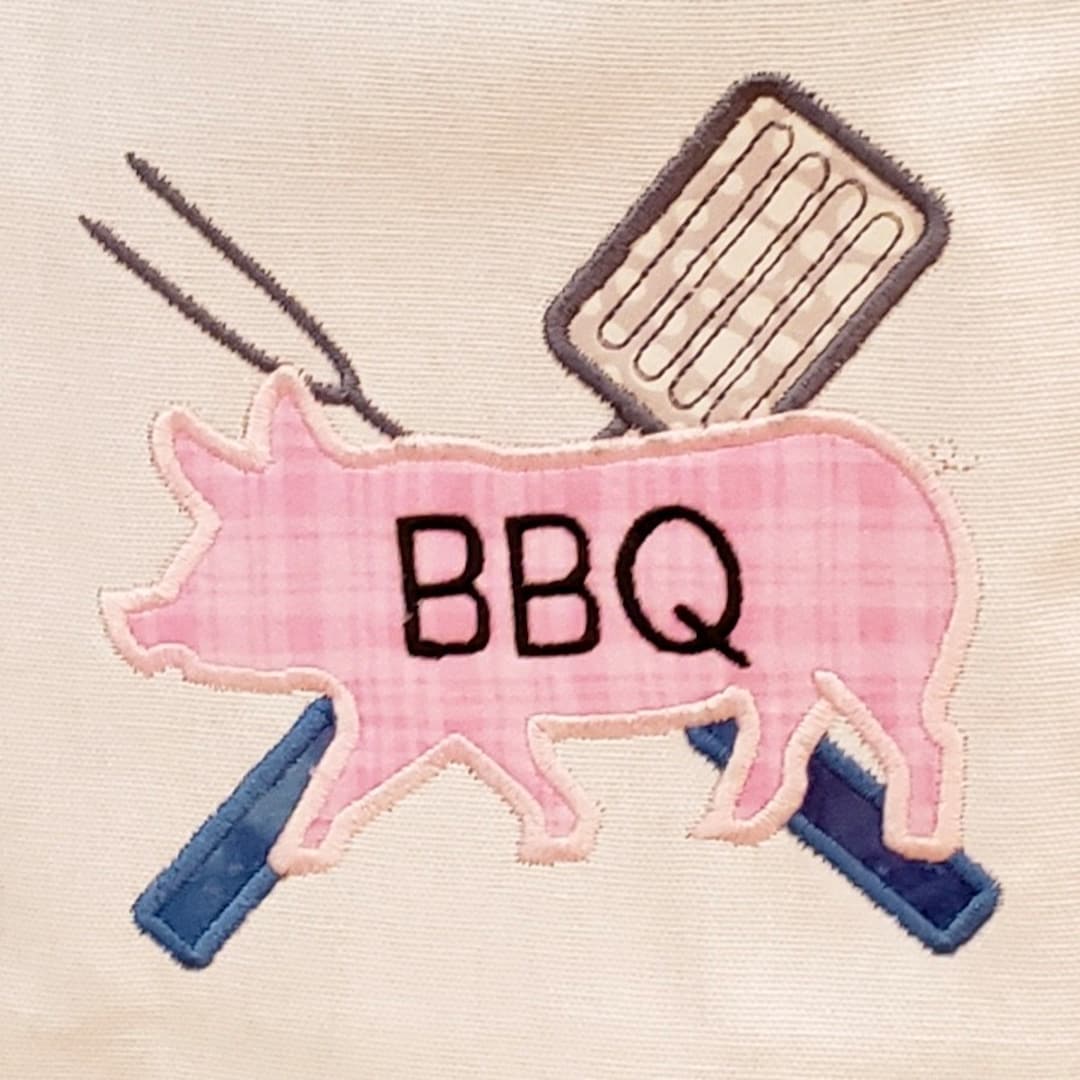 BBQ Pig Satin Stitch BBQ Applique Embroidery Design for Use With an ...