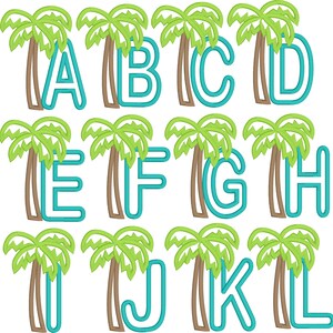 Palm Tree Alphabet Applique Embroidery Design for Use With Embroidery ...