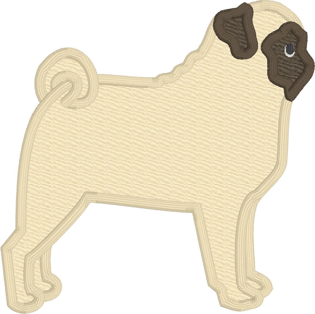 Pug Applique Embroidery Design Download for Embroidery Machine - Etsy