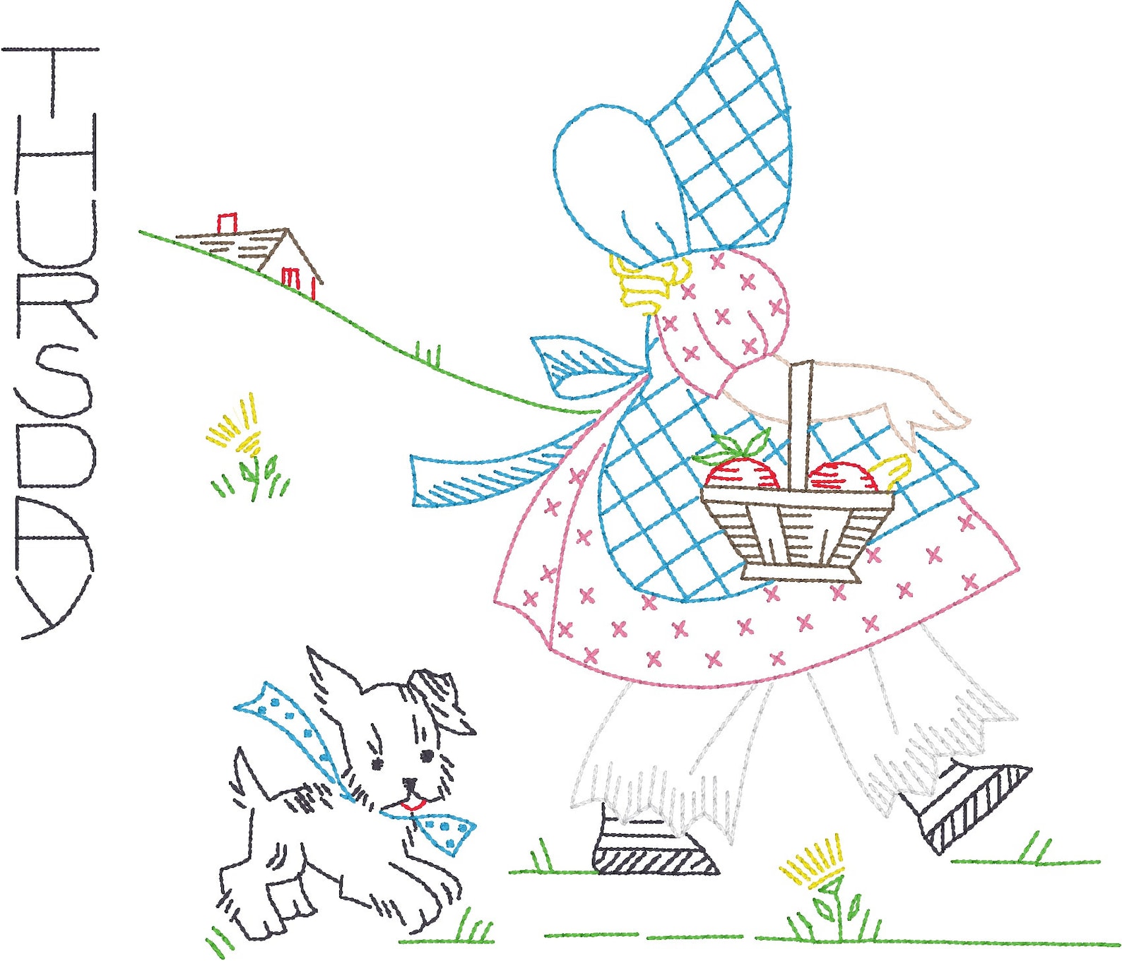 Vintage Little Susan Days of the Week Bundle Embroidery Design for ...