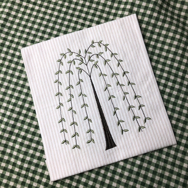 Primitive Country Weeping Willow Tree Embroidery Design - Etsy