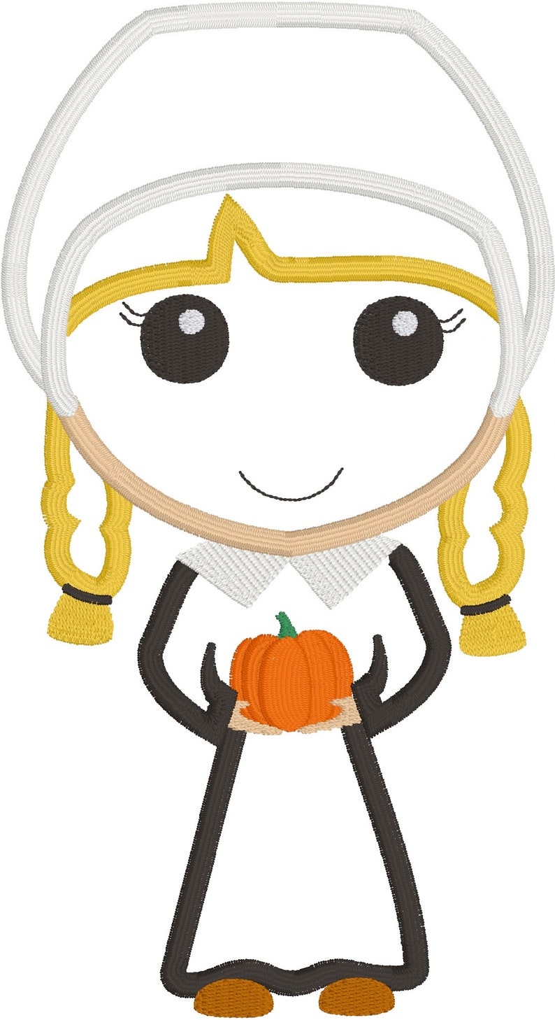 Pilgrim Girl Applique Embroidery Design File for Use With an - Etsy