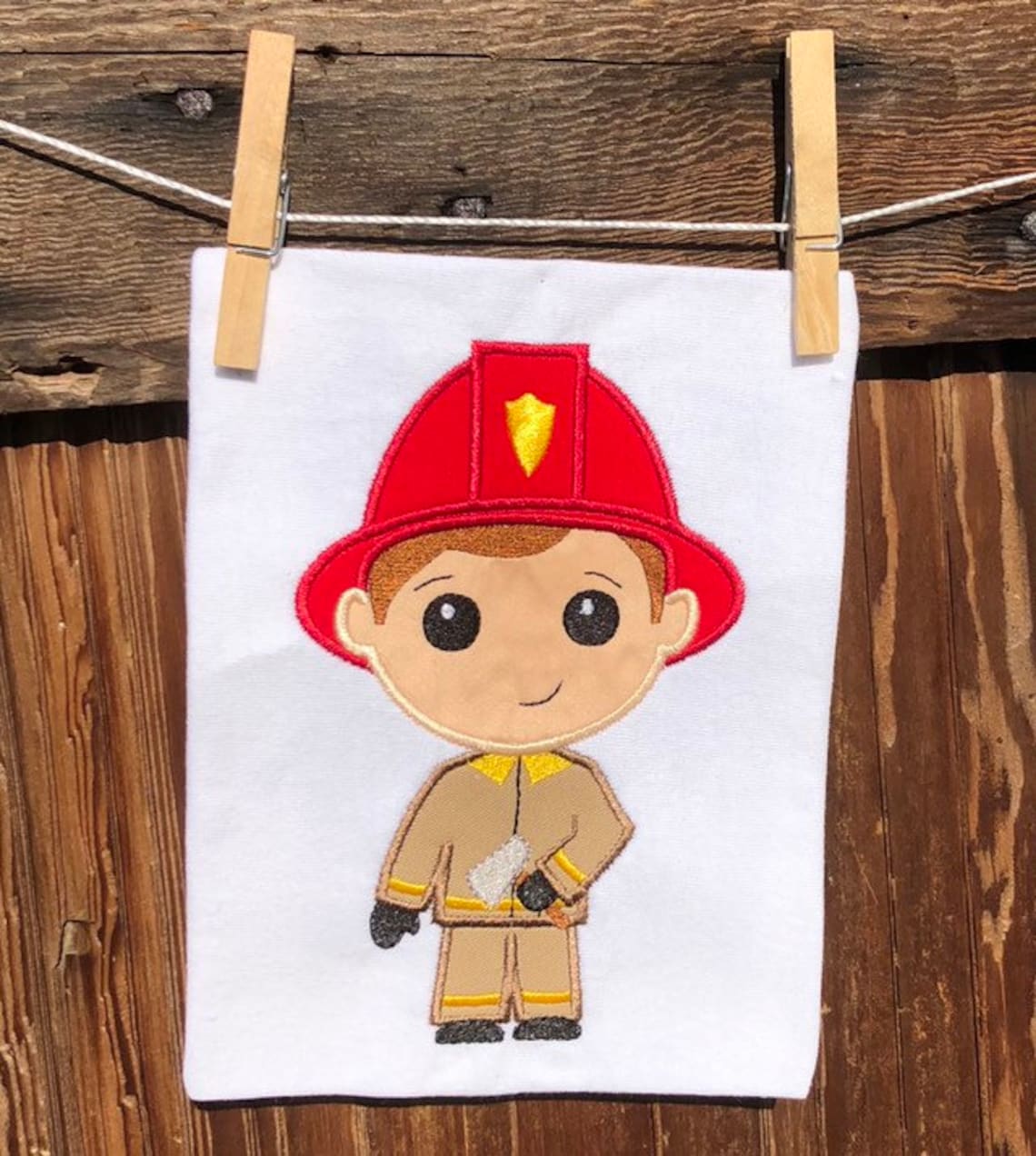 Fireman Applique Embroidery Design File for Use With an - Etsy
