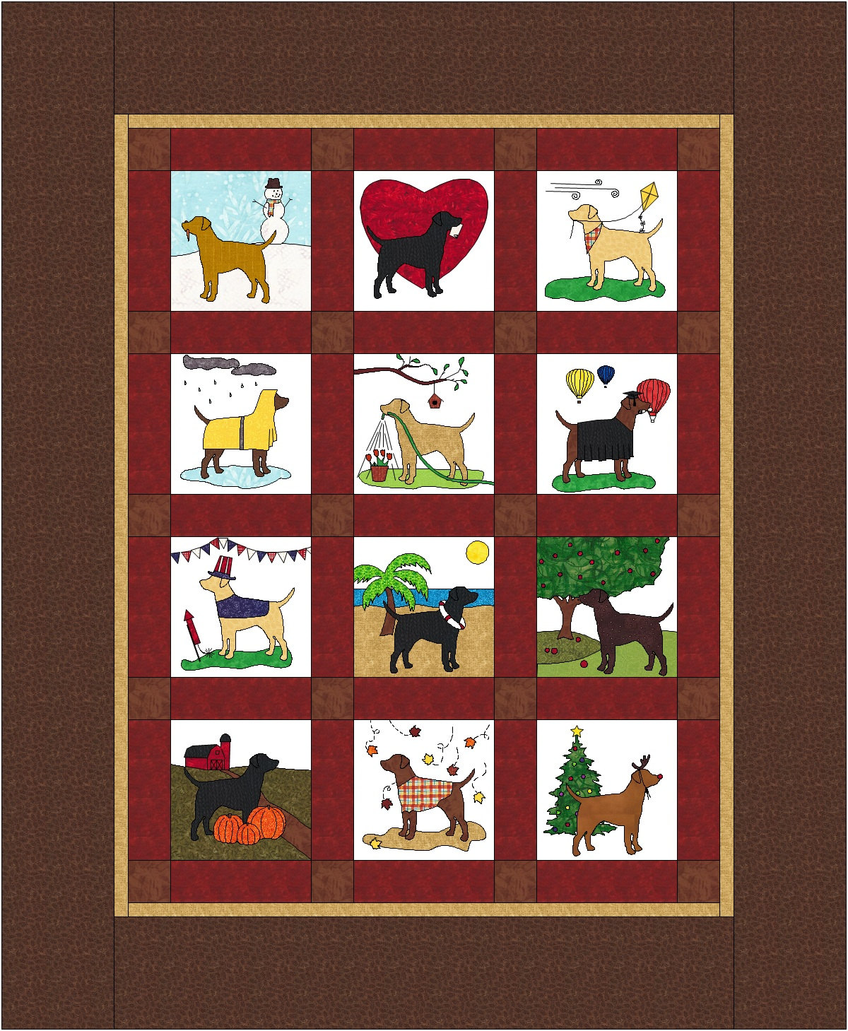 Year of Labrador Quilt Blocks PDF Appliqué Sewing Pattern Dog | Etsy