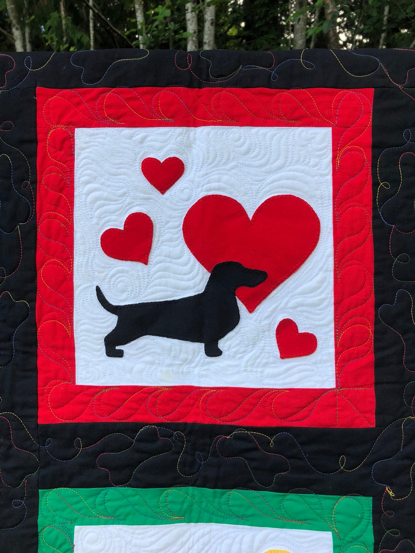 Dachshund Quilt Sewing Pattern, Raw Edge Applique, Full Size (PDF ...