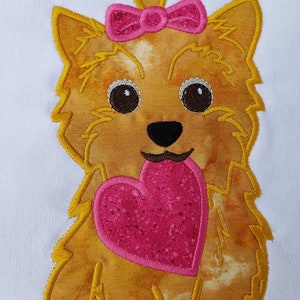 Yorkie Valentine Applique Embroidery Design Download for Embroidery ...
