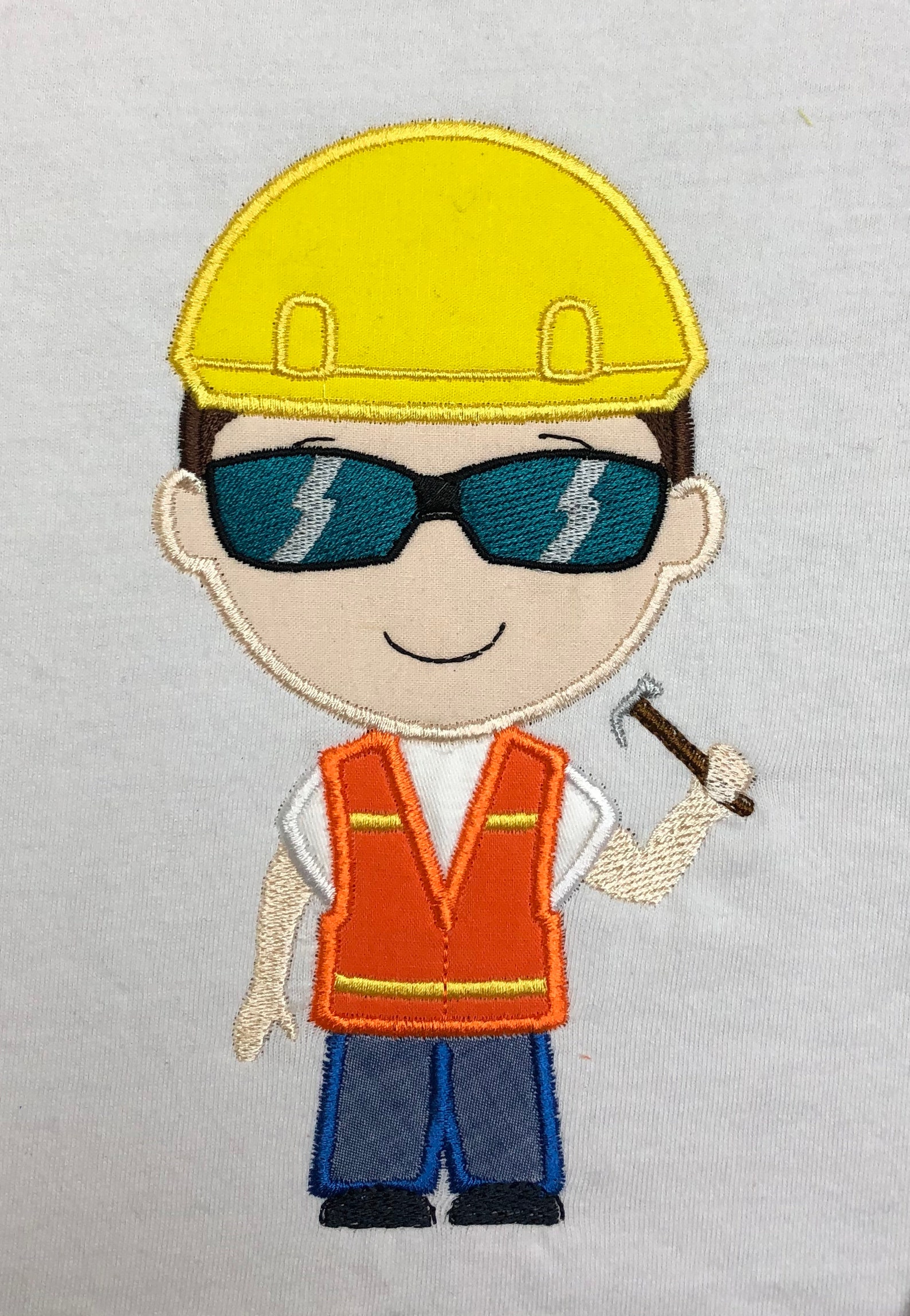 Construction Worker Applique Embroidery Design File for Use | Etsy