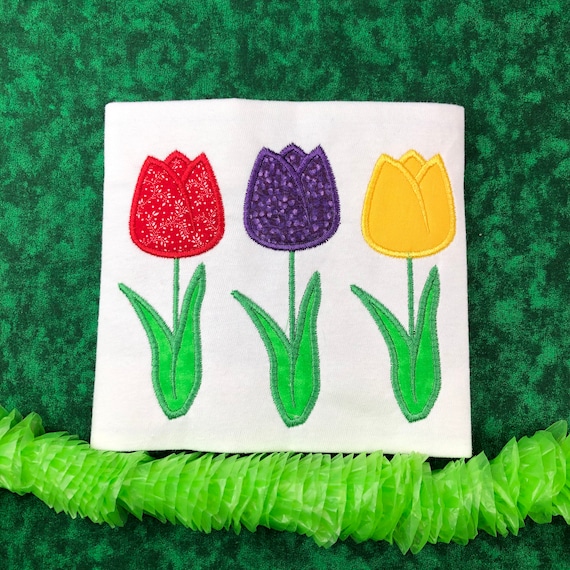 Tulip Trio Spring Appliqué Design Download for Embroidery - Etsy