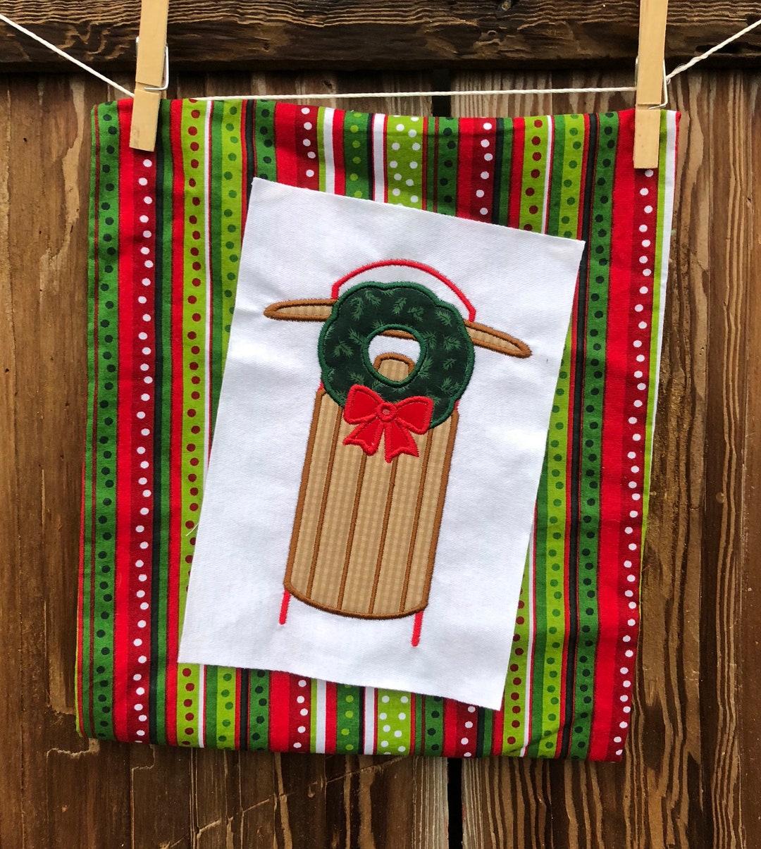 Retro Sled Christmas Applique Embroidery Design Download for Embroidery ...