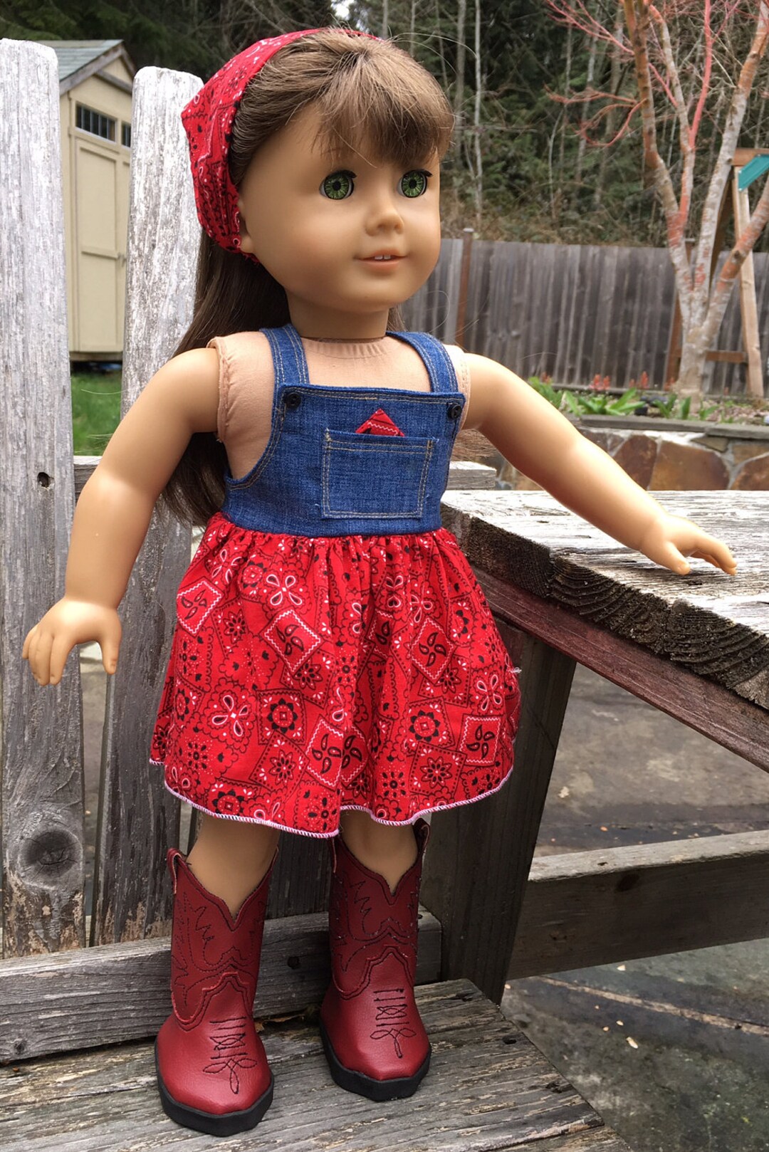 Overall Dress Sewing Pattern for 18" Doll, Doll Clothes Sewing Pattern ...