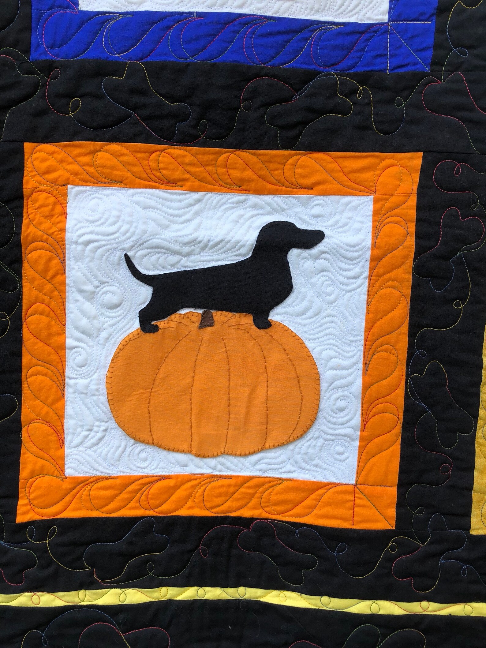 Dachshund Quilt Sewing Pattern, Raw Edge Applique, Full Size (PDF ...